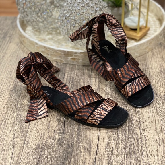 find | Shoes | Womens Satin Tie Up Flat Sandal Shoes Animal Print Tiger ...